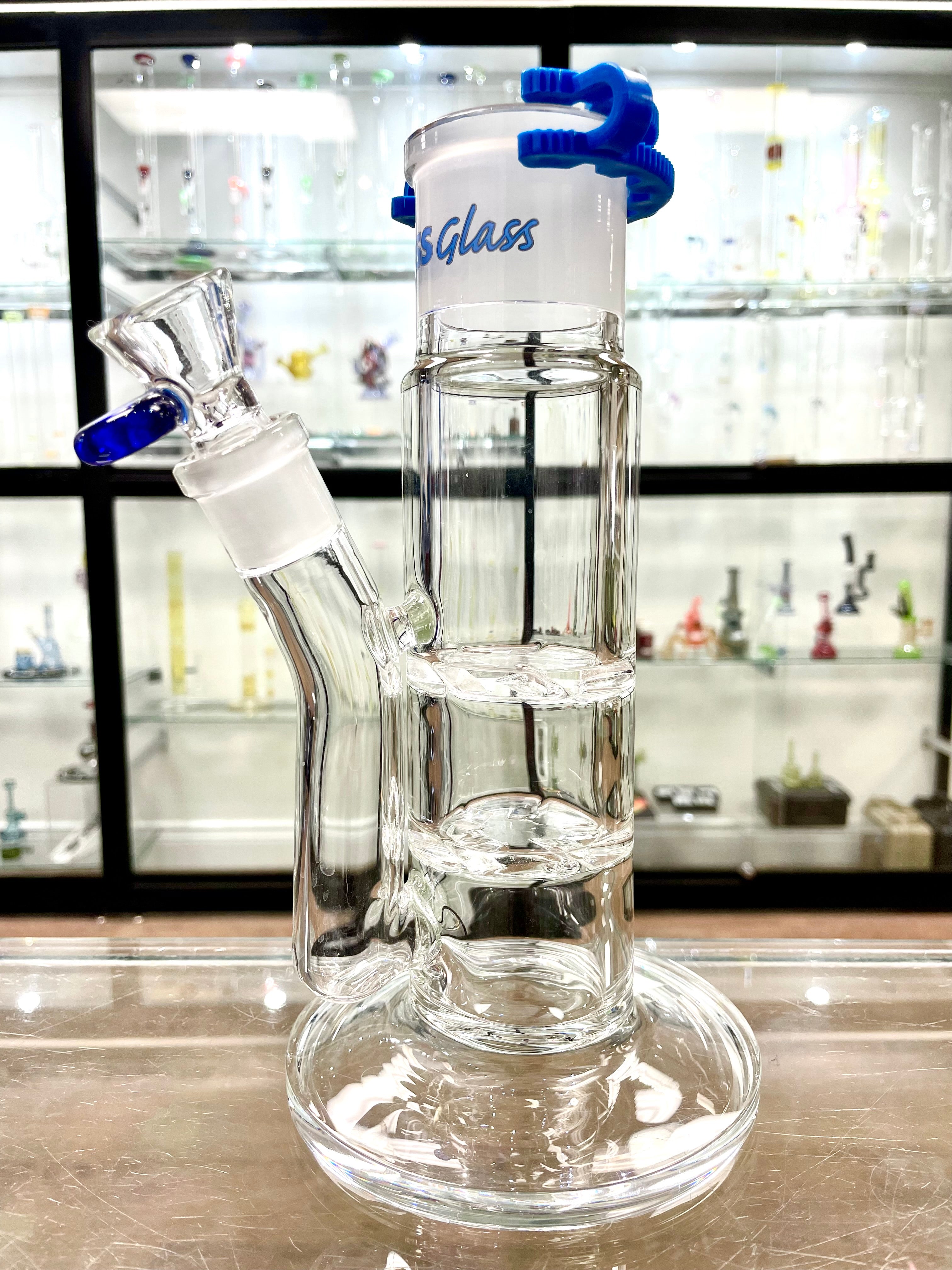 Hoss Glass 7mm Double Cyclone Build-A-Bong Base Blue – glassology
